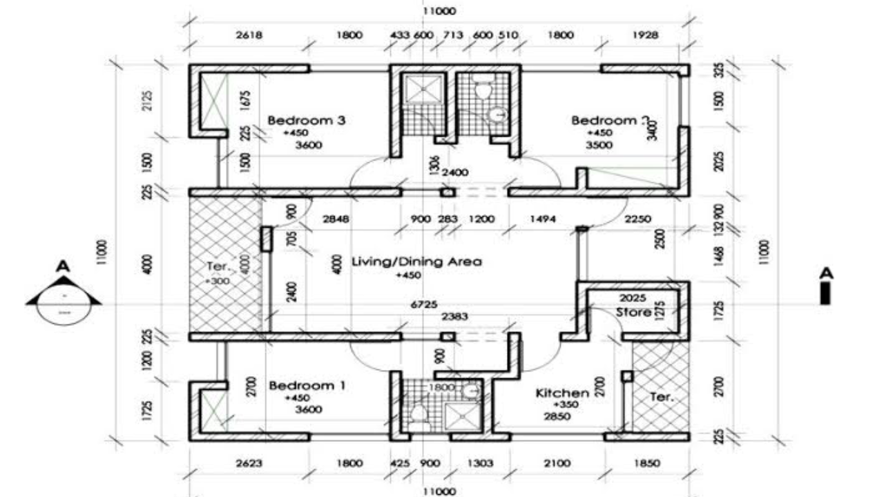 How many blocks for 3 bedroom flat